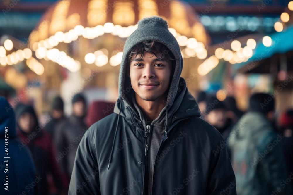 Medium shot portrait photography of a glad boy in his 30s wearing a ...