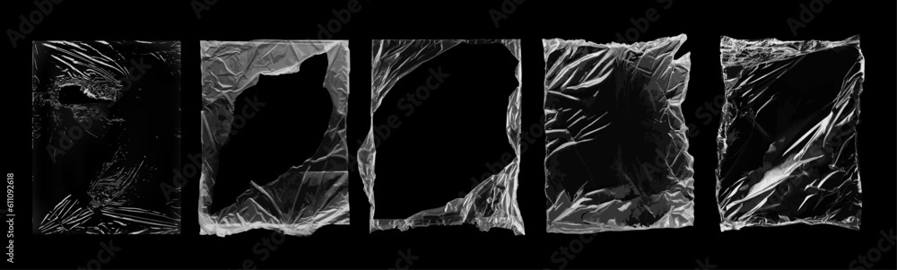 Cover polyethylene packaging with wrinkled and torn effect. Realistic ...