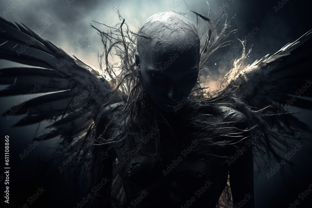 Religion, fantasy, fashion, good and evil concept. Abstract and surreal ...