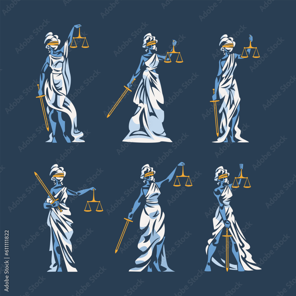 Poster Themis as Ancient Greek Goddess and Lady Justice with Blindfold ...