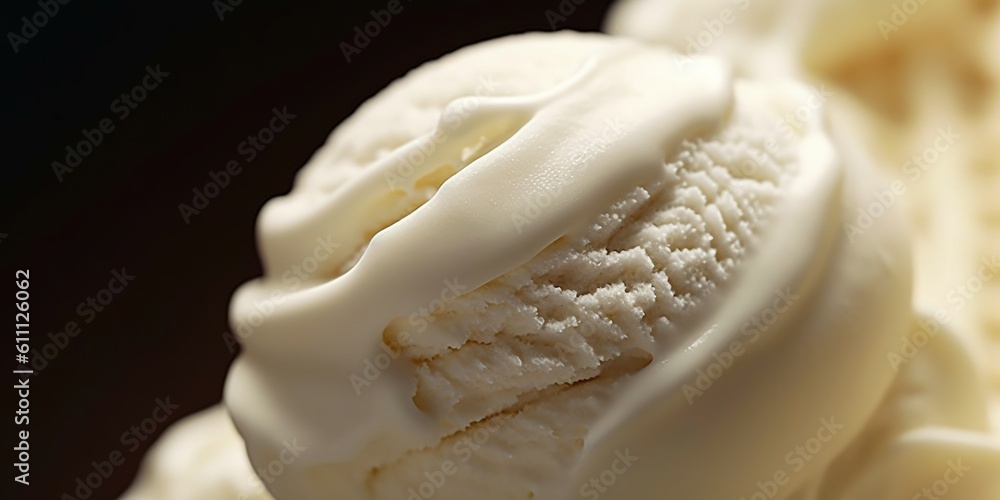 Generative AI, vanilla ice cream surface, close up texture of white ice ...