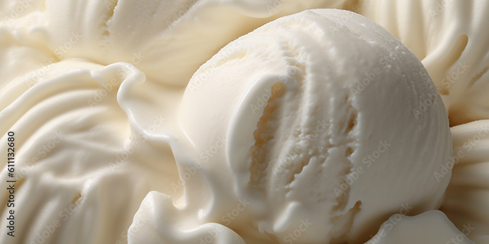 Generative AI, vanilla ice cream surface, close up texture of white ice ...