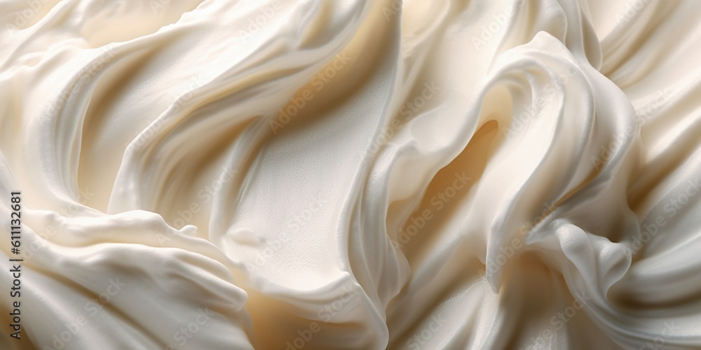 Generative AI, vanilla ice cream surface, close up texture of white ice ...
