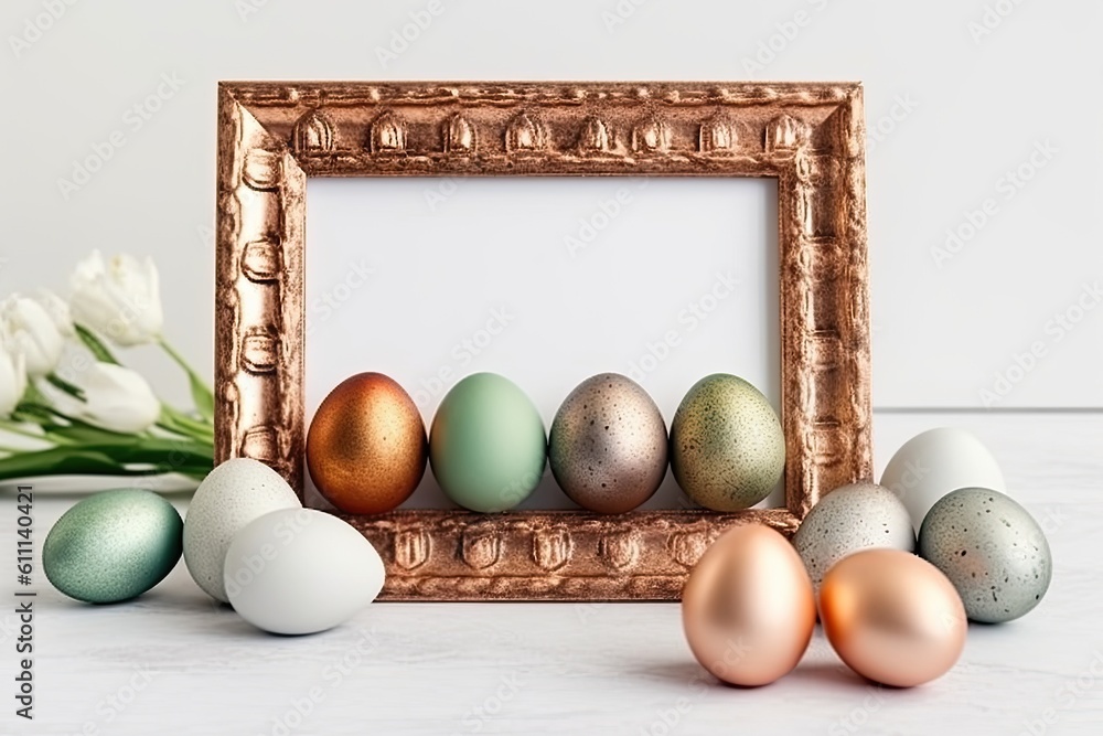 Vintage 10x15 horizontal bronze frame with a white background and ...