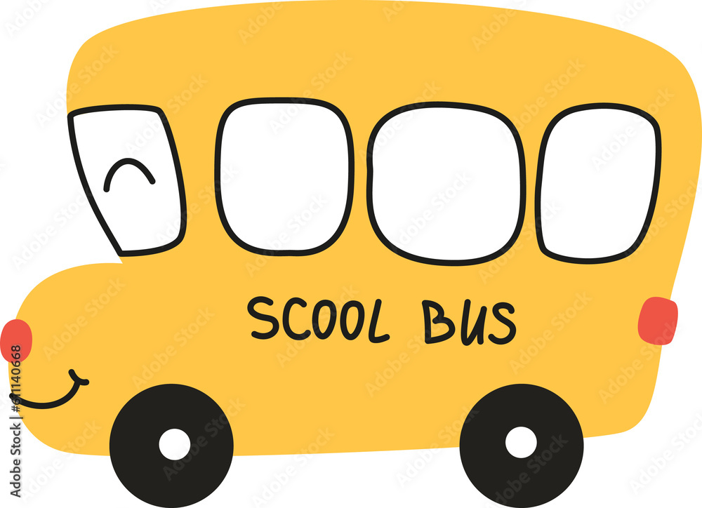 Cute doodle bus, hand drawn school bus, cute school bus Stock ...