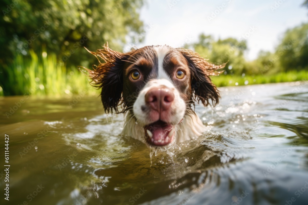 Lifestyle portrait photography of a cute english springer spaniel ...