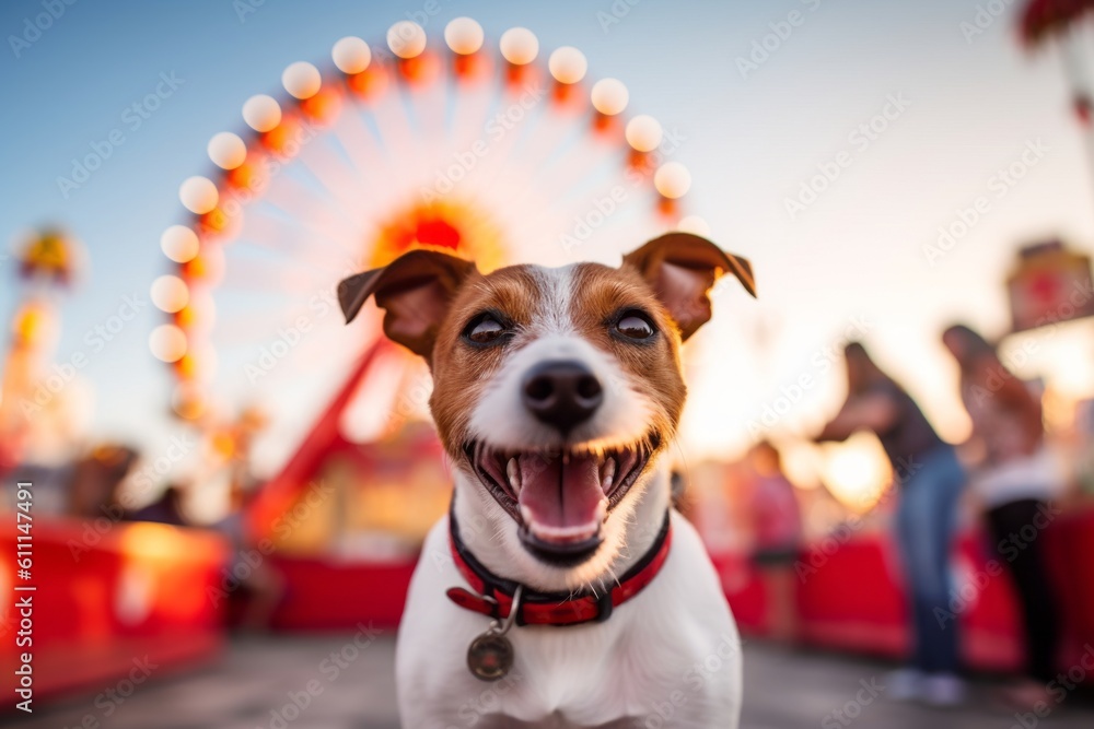 Environmental portrait photography of a smiling jack russell terrier ...