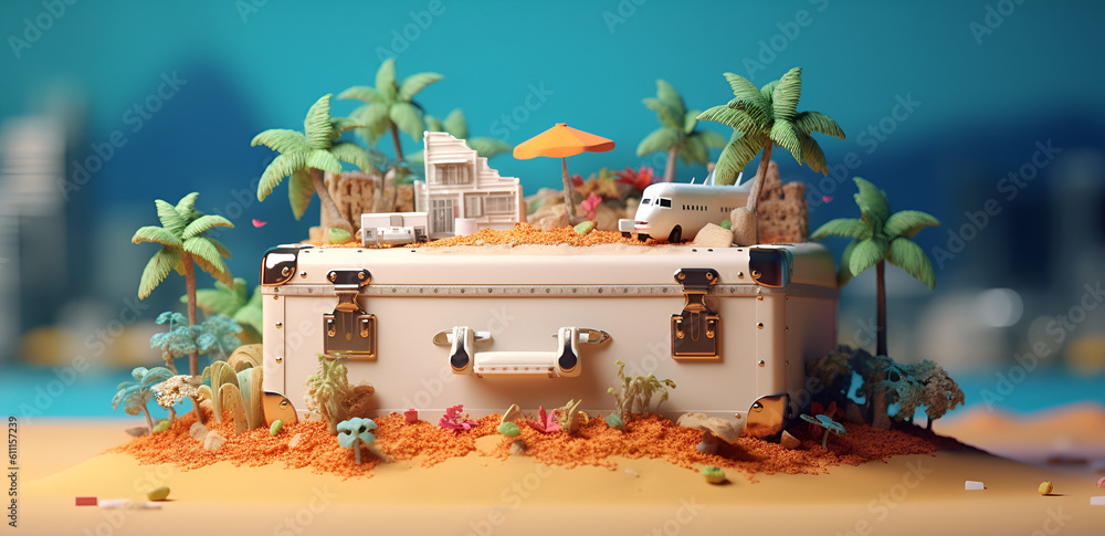miniature beach scene, beach scene prop, beach scene model. Generative ...