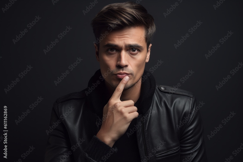 Medium shot portrait photography of a glad boy in his 30s making a shhh ...