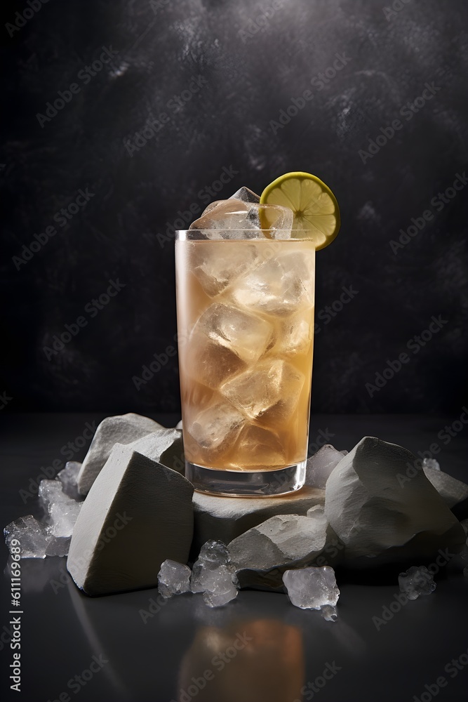 Alcoholic Long Island Iced Tea Cocktail in modern style served on a ...