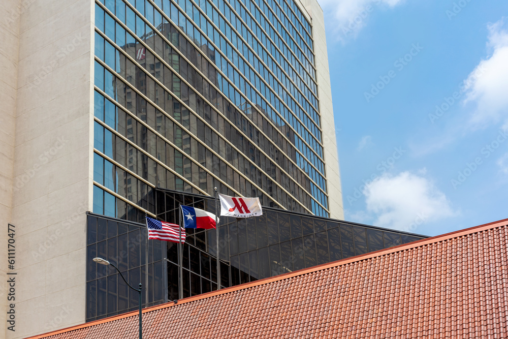 San Antonio, Texas, USA – May 8, 2023: Flags of USA, Texas, and ...
