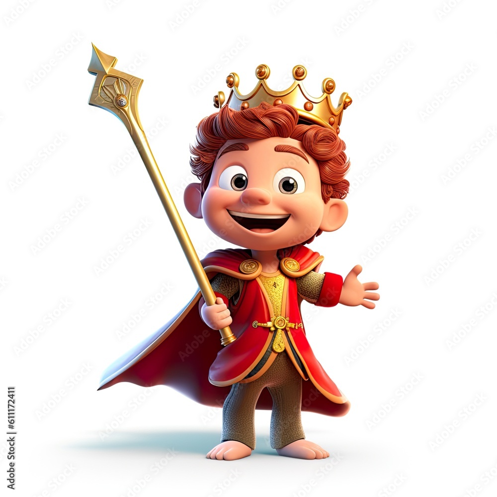 Cute boy 3D style, the great king david - generative AI illustration ...