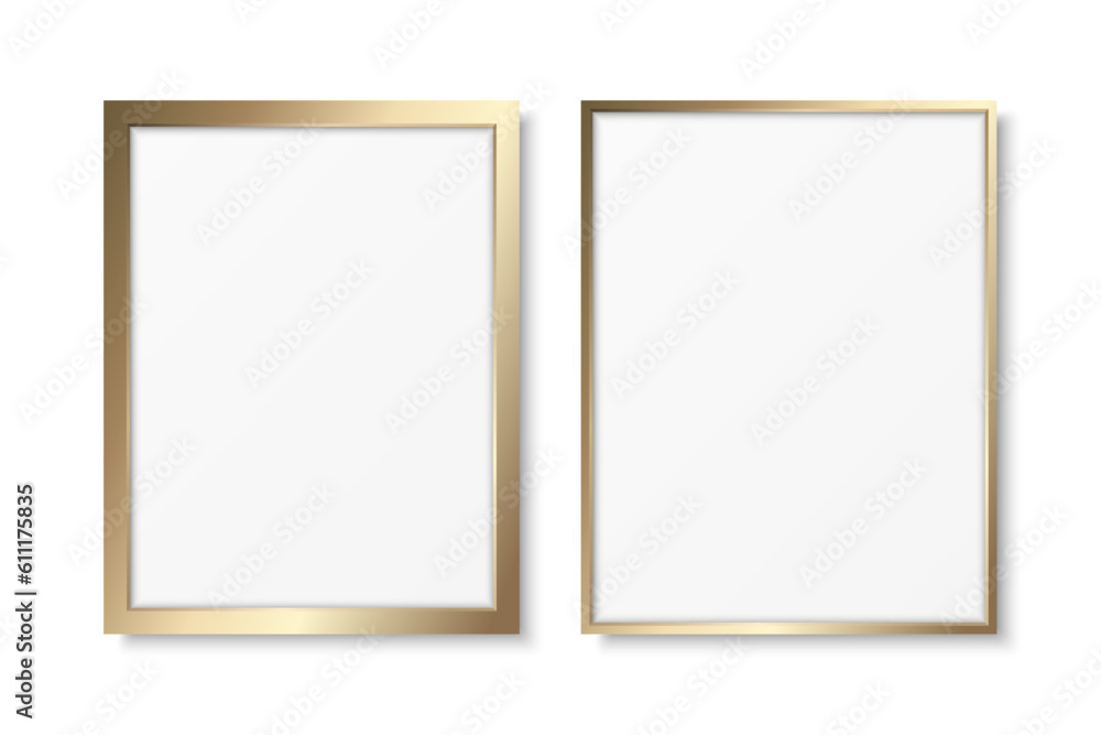 Vector 3d Realistic Vertical Yellow Metal, Golden Color Decorative ...