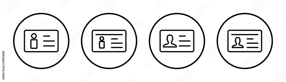 License icon set illustration. ID card icon. driver license, staff ...
