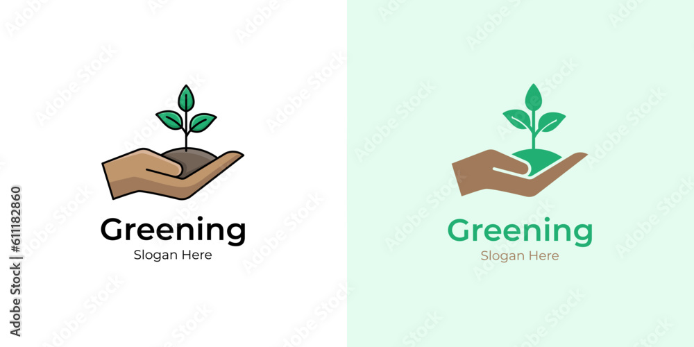 plant sprout and hand holding logo icon design for nature care logo ...