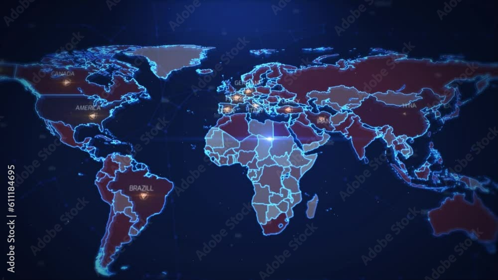 Global Blue World Map Round. This animated World Map with visual ...