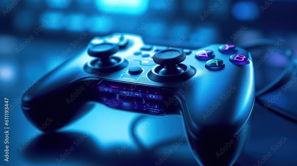 Video game controller with joystick button. AI generated illustration ...