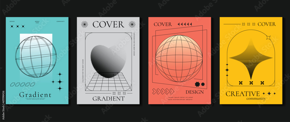 Modern y2k banner design background. Abstract element graphic with ...