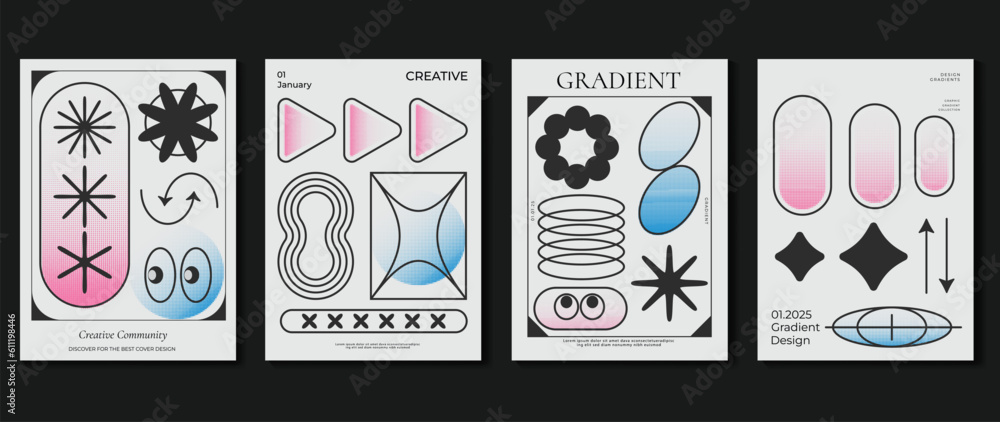 Modern y2k banner design background. Abstract element graphic with ...