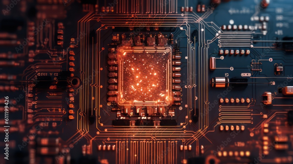 Circuit board. Electronic computer hardware technology. Motherboard ...