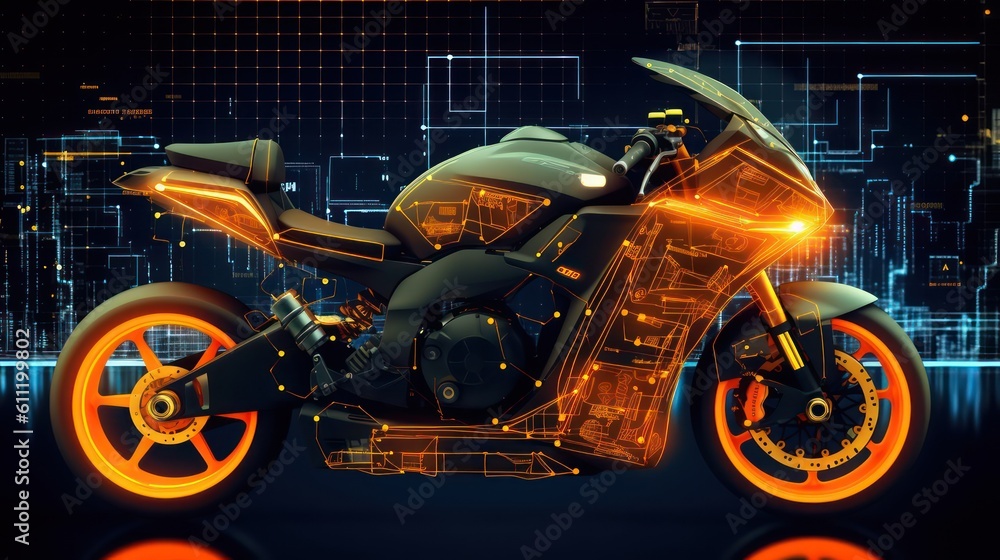 Generating AI illustration of a futuristic chopper motorcycle with ...