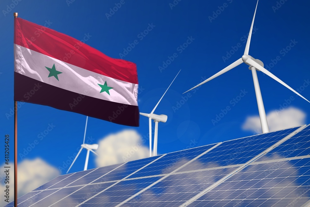 Syrian Arab Republic renewable energy, wind and solar energy concept ...