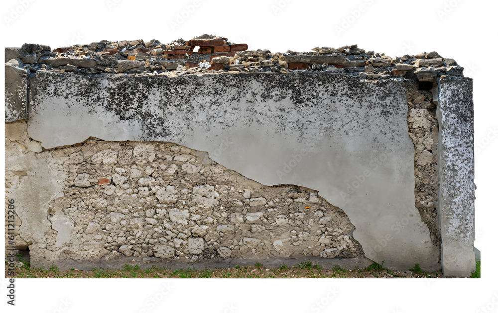 ruined building wall , isolated on transparent background, png ...