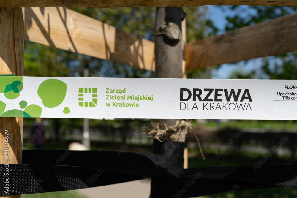 Foto de Municipal Greenery Authority in Kraków logo sign. Tape on a ...