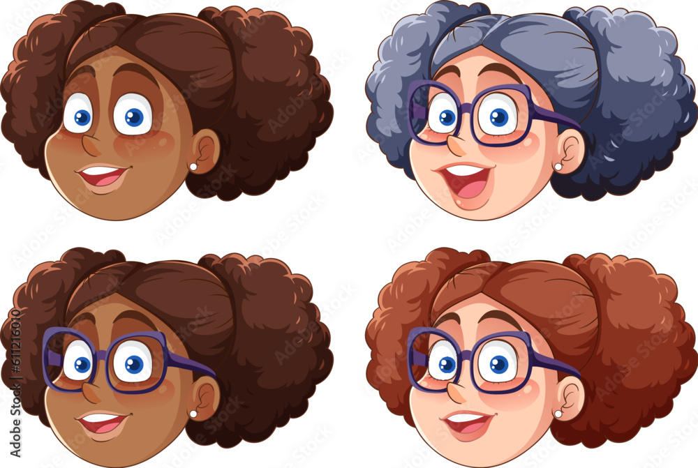 Chubby Woman Face Cartoon Character Stock Vector | Adobe Stock