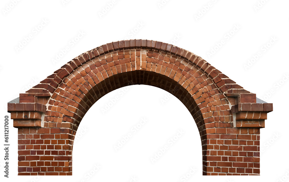 arch with space for text frame in brick wall , isolated on transparent ...