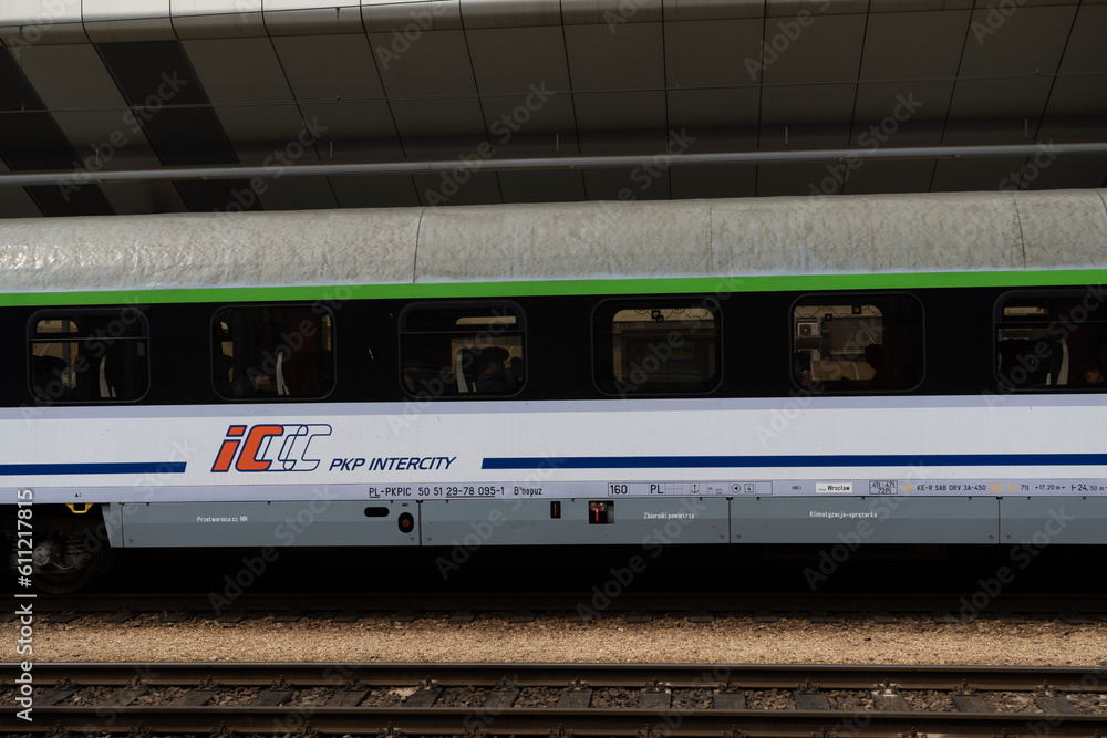 PKP Intercity passenger train at Kraków Główny Main Railway Station ...