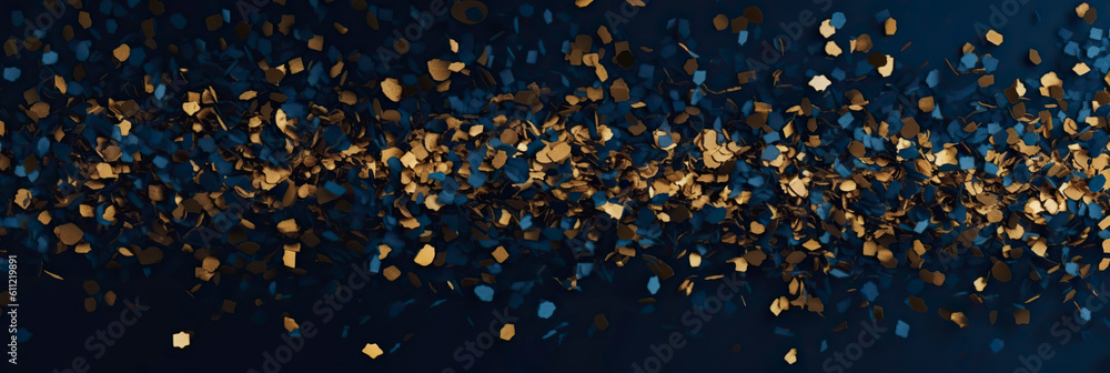 Anniversary dark blue and gold color background with falling confetti ...