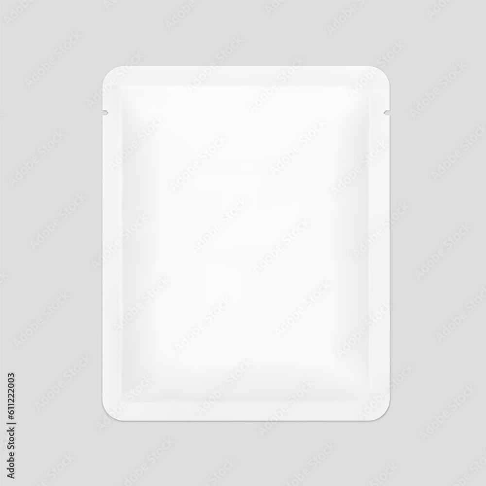 High realistic sachet mockup. Vector illustration isolated on white ...