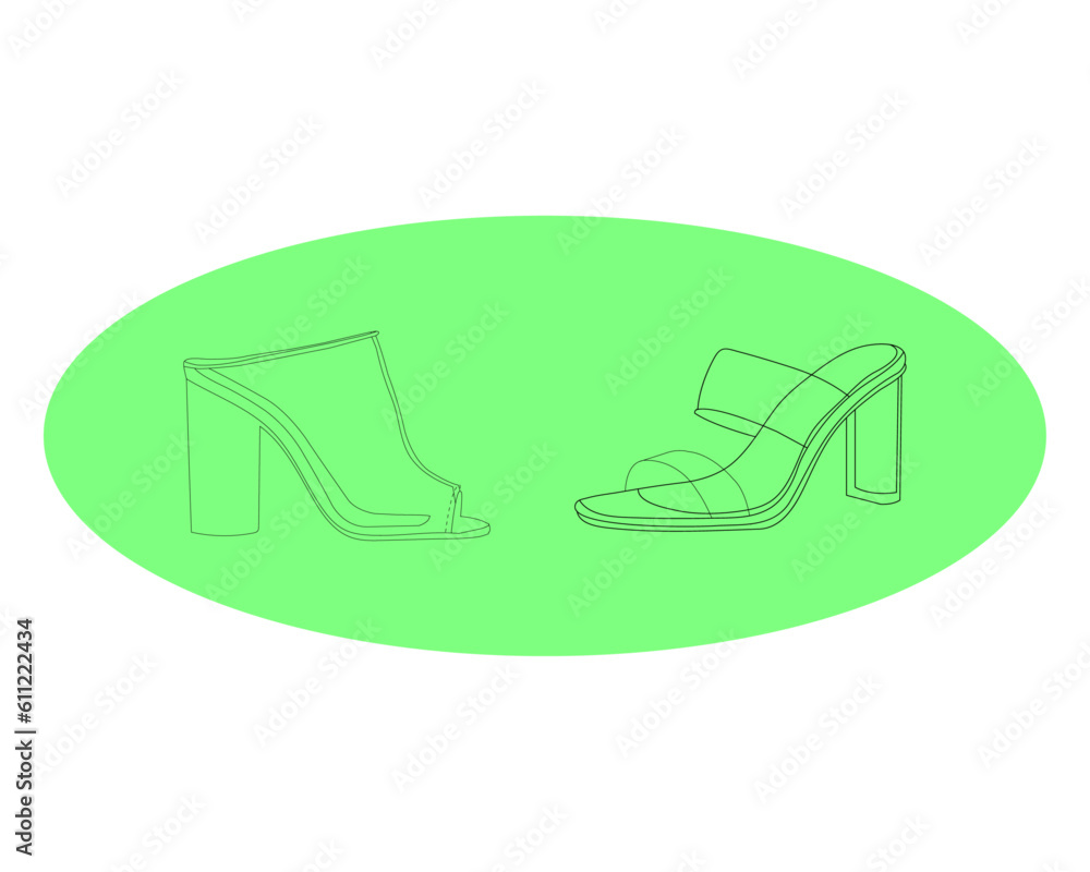 Female Shoe with High Heel. Elegant Black high Heels Vector Art, Icons ...