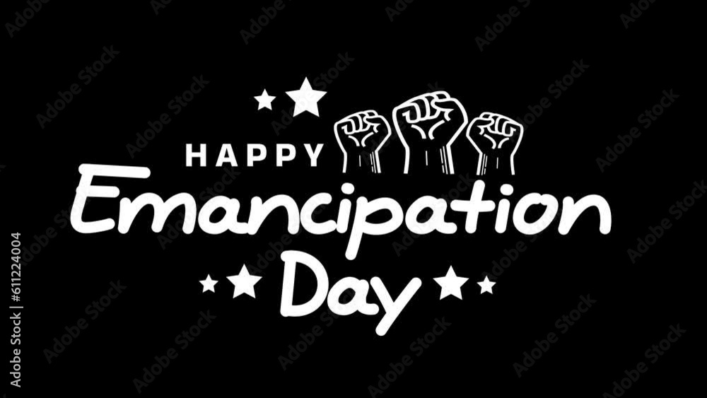 Happy Emancipation Day Text Animation on black Screen Background. Great ...