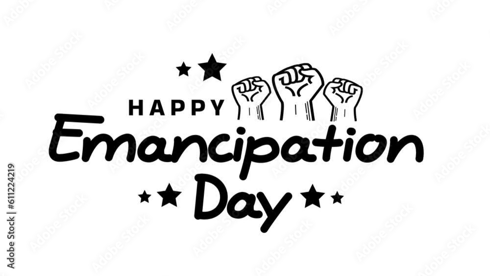 Happy Emancipation Day Text Animation on white Screen Background. Great ...