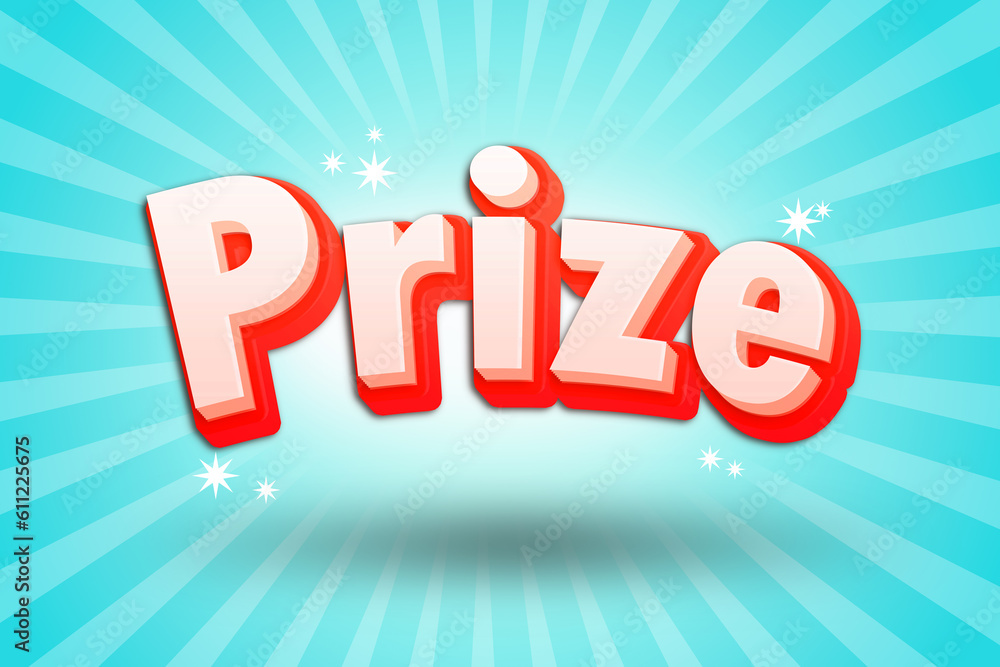 Prize, 3d isolated on a blue background. Prize sign letters 3d. Stock ...