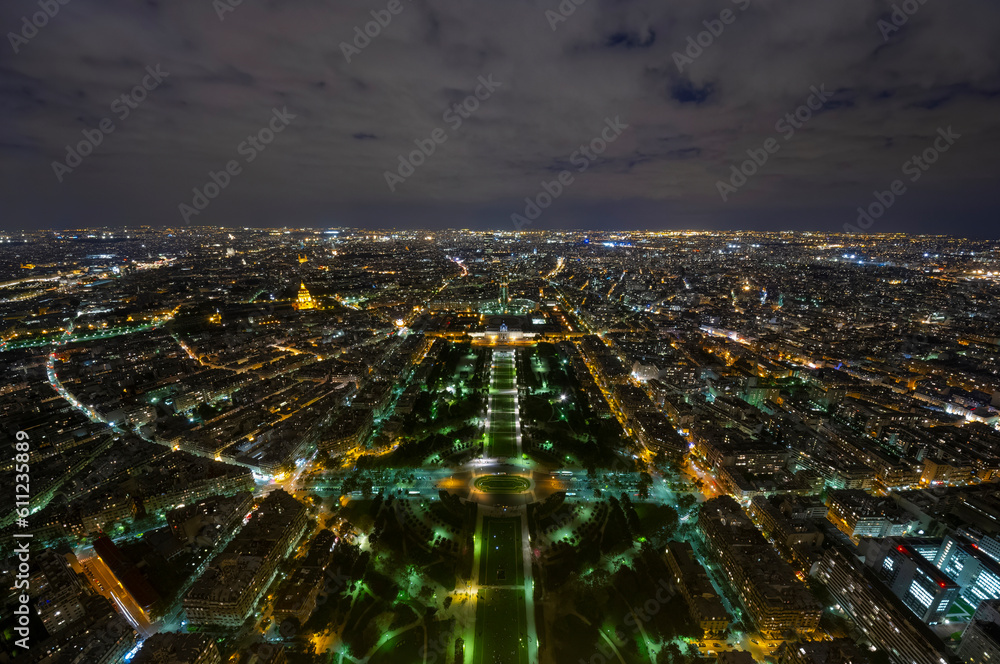 Paris city at night, France. View from Eiffel Tower top Stock Photo ...