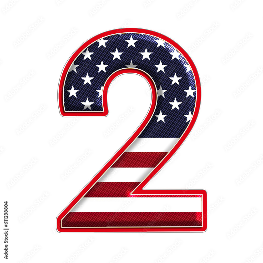 4th July US Flag alphabet numbers from 0 to 9. This is a part of a set ...