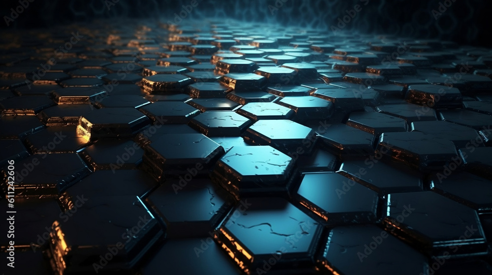 Abstract hexagonal geometric ultra wide background. Structure of lots ...