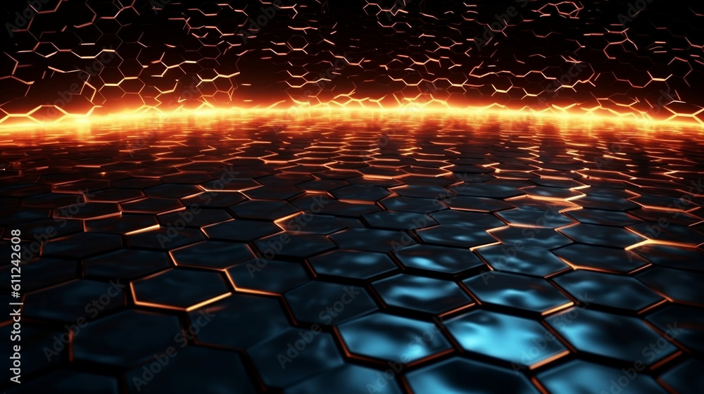 Abstract hexagonal geometric ultra wide background. Structure of lots ...