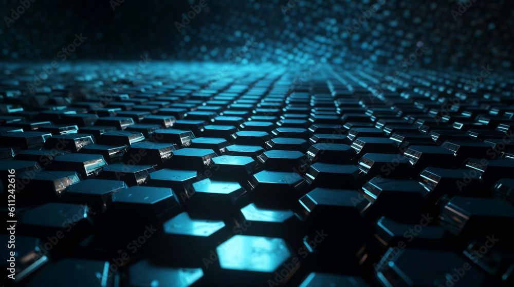 Abstract hexagonal geometric ultra wide background. Structure of lots ...