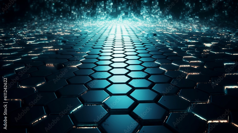 Abstract hexagonal geometric ultra wide background. Structure of lots ...