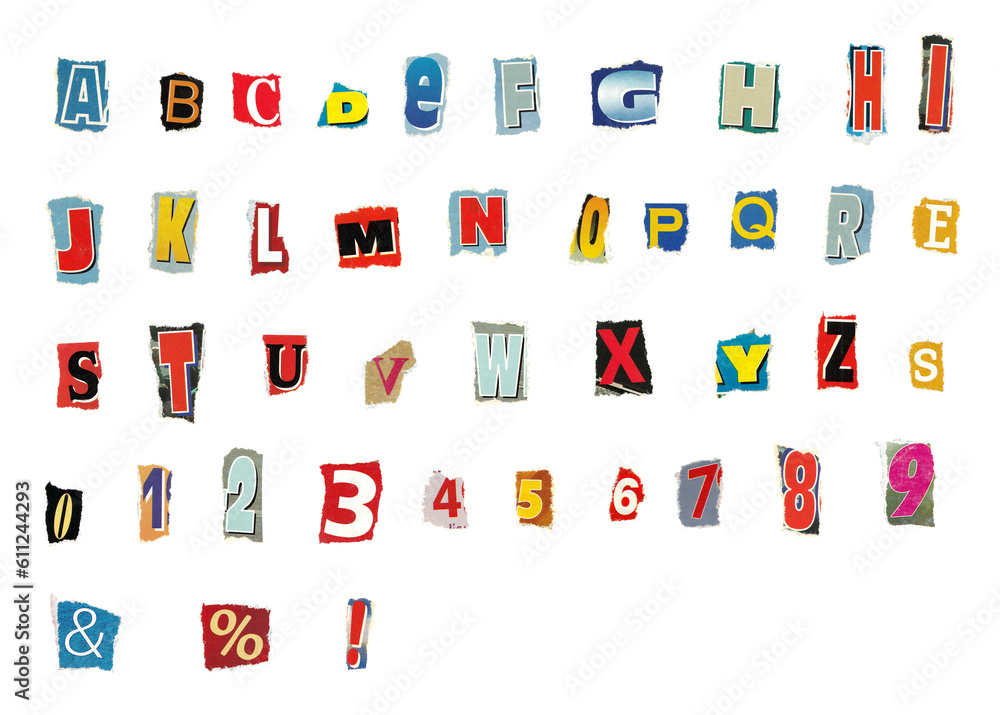 Retro Magazine Ripped Letters Stock Illustration | Adobe Stock