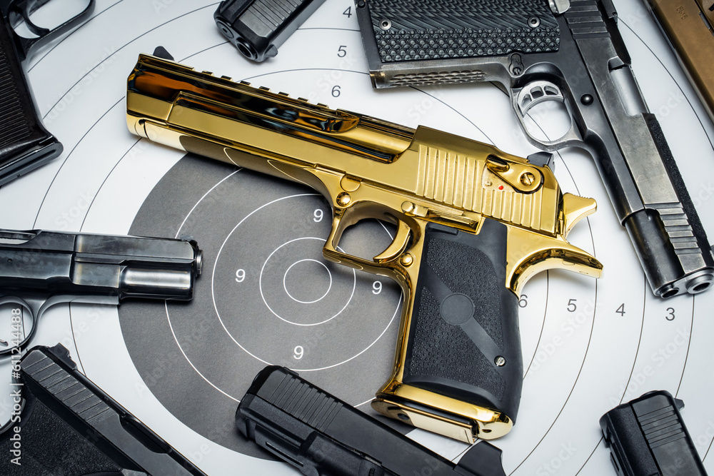 Pistols, Desert eagle gun close-up. Stock Photo | Adobe Stock