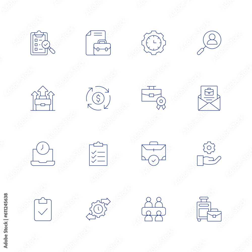 Work line icon set on transparent background with editable stroke ...