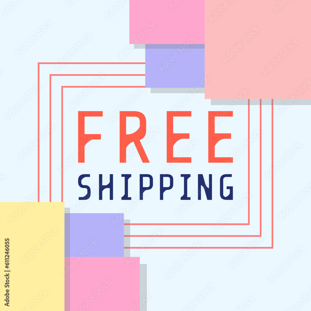 Free shipping bold promotional poster. Vector decorative typography ...
