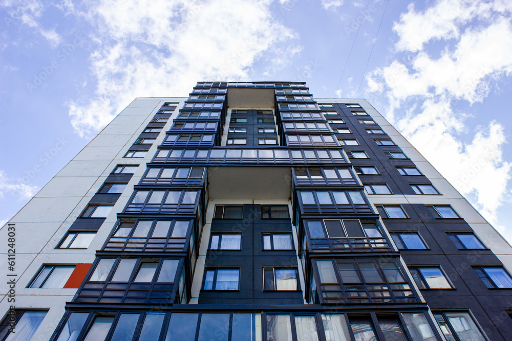 Architectural design of apartment buildings. External view of a new ...