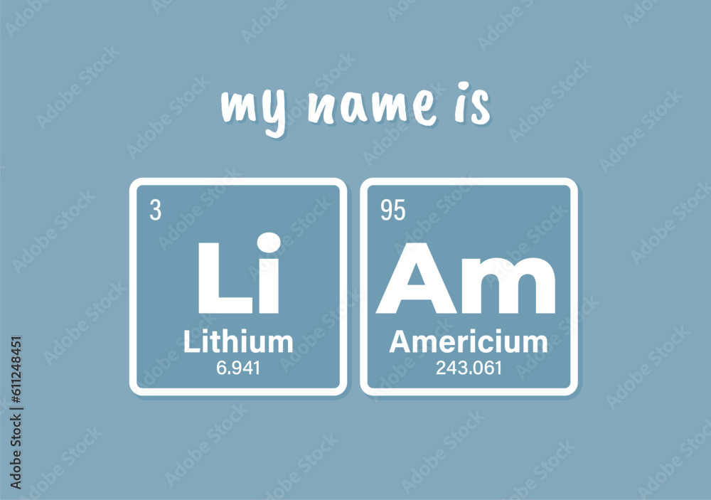 Vector inscription name LIAM composed of individual elements of the ...