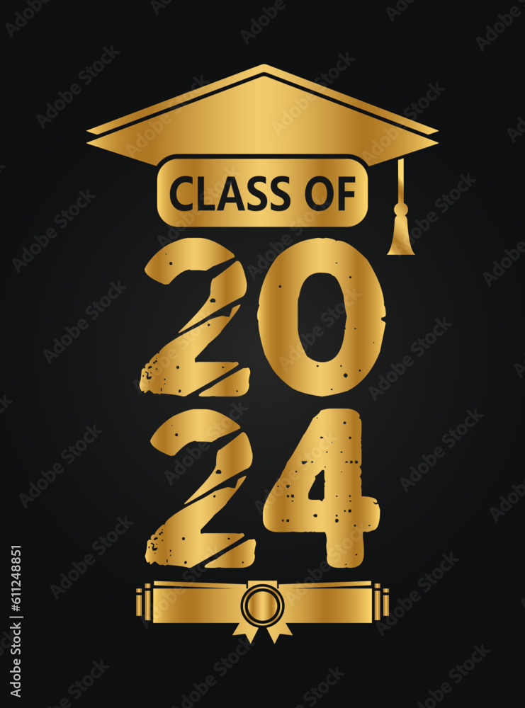 Hand drawn text illustration for class of 2024 graduation Stock Vector ...